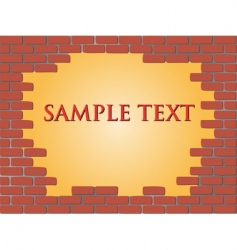 Exploding out hole in red brick wall Royalty Free Vector