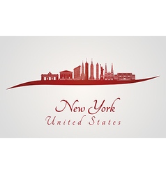 New york skyline linear style with rainbow Vector Image
