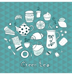 Tea and sweets background Royalty Free Vector Image