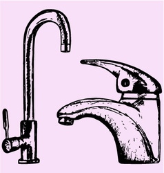 Faucet water flow promo banner with shower nozzle Vector Image