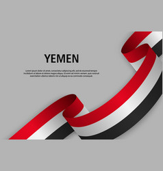 Yemen 3d ribbon flag Royalty Free Vector Image