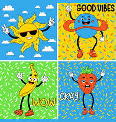 Hippie poster cartoon psychedelic banner Vector Image