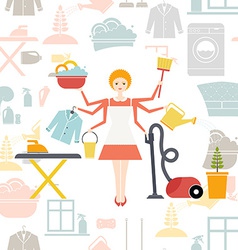 Retro cartoon housewife Royalty Free Vector Image