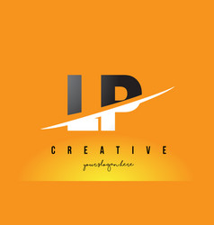 Lp l p brush logo letters with red and black Vector Image