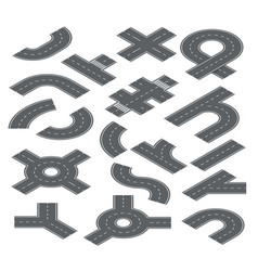 Top view road elements street junction and roads Vector Image