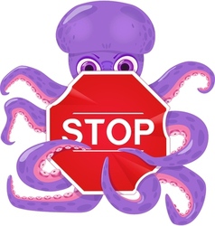 Octopus hold the sign Royalty Free Vector Image