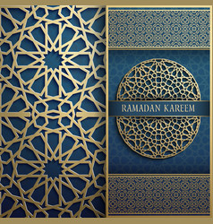 Ramadan kareem with waning moon and islamic art Vector Image