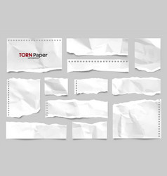 Ripped colored paper strips realistic crumpled Vector Image