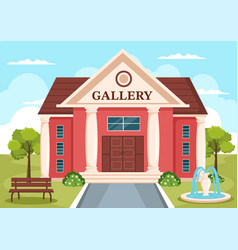 Art gallery museum interior cartoon exhibition Vector Image