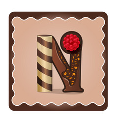 Letter n candies chocolate Royalty Free Vector Image
