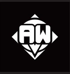 Aw logo monogram with shield line and 3 arrows Vector Image