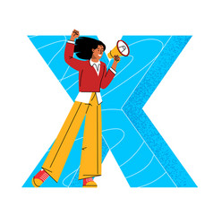 Capital letter x childish english alphabet Vector Image