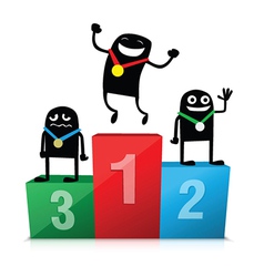 Winner podium colorful cartoon characters Vector Image