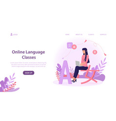 Students learning english language online Vector Image