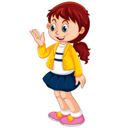 Happy girl waving hand Royalty Free Vector Image