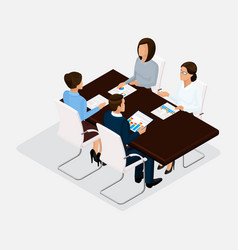 Teamwork isometric business meeting people Vector Image
