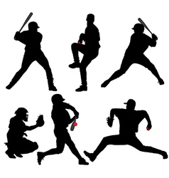 Baseball player silhouettes vector by rheyes - Image #912437 - VectorStock