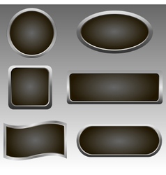 Oval red buttons with bold chrome frame 3d shiny Vector Image