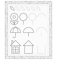 Tracing pattern left curve lines worksheet Vector Image