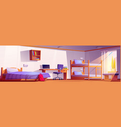 Student small room cartoon bedroom Royalty Free Vector Image