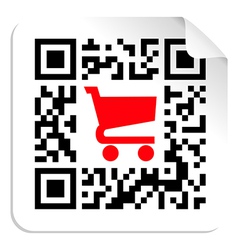 Qr code with red frame label contains product Vector Image