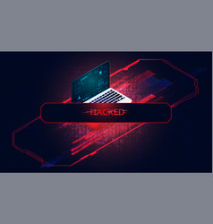 Hacker with laptop hacking Royalty Free Vector Image