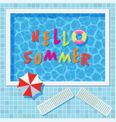 Hello summer swimming pool water black cat Vector Image