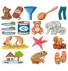 Large set different animals and other objects Vector Image