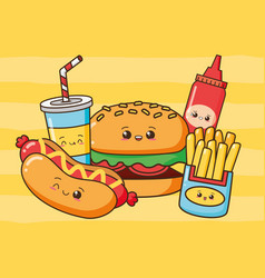 Kawaii fast food Royalty Free Vector Image - VectorStock