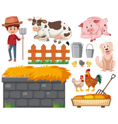 Farmer and farm animals Royalty Free Vector Image