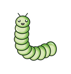 Cute little worm kawaii character Royalty Free Vector Image
