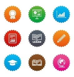 Education and study icon presentation signs Vector Image