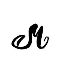 Hand painted letter m dry brush modern lettering Vector Image