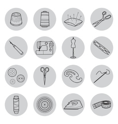 Sewing tools kit icons Royalty Free Vector Image