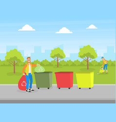 Waste sorting different types garbage paper Vector Image