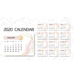 Calendar 2020 and 2021 template 12 months Vector Image