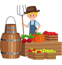 Farmer and farm animals Royalty Free Vector Image