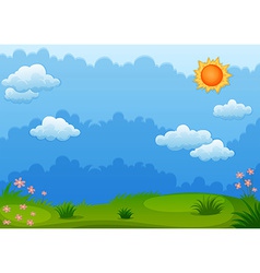 Cartoon sky cloud and sun Royalty Free Vector Image