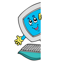 Cartoon smiling desktop computer Royalty Free Vector Image