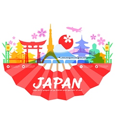 Cartoon japan travel infographic card poster Vector Image