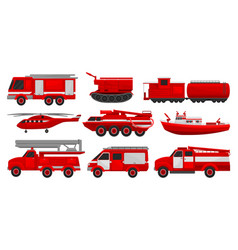 Set fire engine cartoon Royalty Free Vector Image