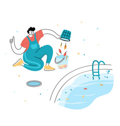 Cartoon little boy swimmer in swimming pool Vector Image