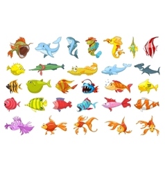 Sticker set with fancy fish Royalty Free Vector Image