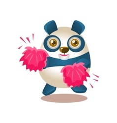 Happy cheerleader in blue uniform with pom poms Vector Image