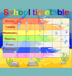 School timetable template with kids Royalty Free Vector