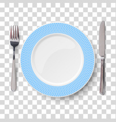 Blue plate with white polka dot pattern isolated Vector Image