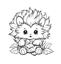 Cute fluffy coloring page drawing for kids Vector Image