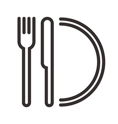 Restaurant sign with plate fork and knife Vector Image