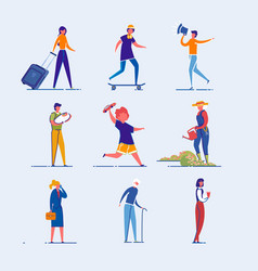Life cycle age-related changes characters set Vector Image
