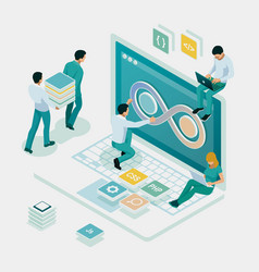 Isometric developing programming and coding Vector Image
